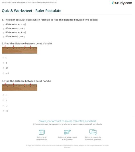 Quiz And Worksheet Ruler Postulate