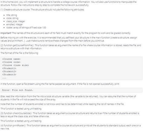 Solved In This Homework You Will Implement A Structure To Chegg Com