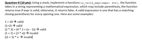 Solved Question 9 10 Pts Using A Stack Implement A