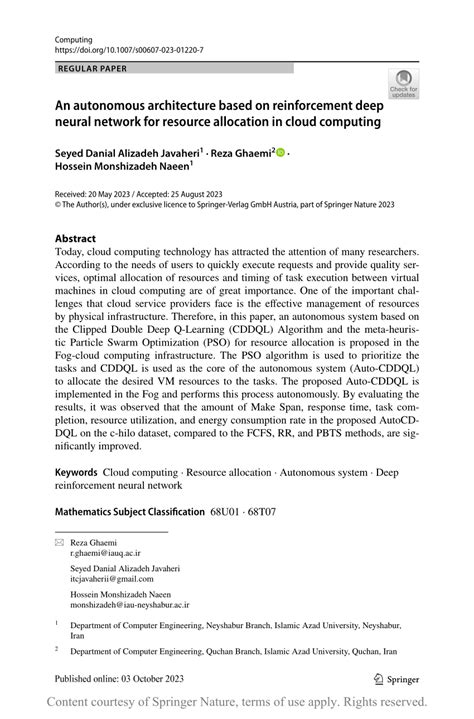 An Autonomous Architecture Based On Reinforcement Deep Neural Network For Resource Allocation In