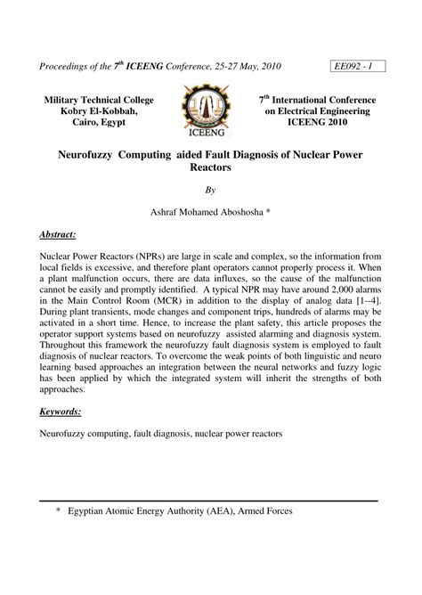 Pdf Neurofuzzy Computing Aided Fault Diagnosis Of Nuclear Power Reactors