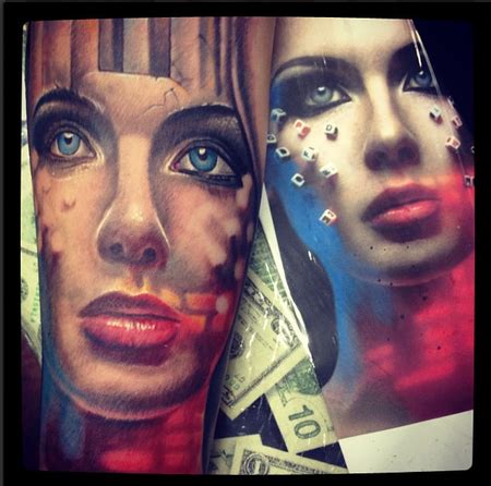 Blue Eyes Red Lips Girl Tattoo By Stevie Monie TattooNOW