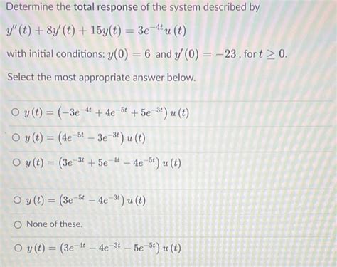 Solved Determine The Total Response Of The System Described Chegg