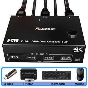 8K KVM Switch 2 Monitors 2 Computers Dual Monitor HDMI And Displayport KVM 2 In 2 Out 4K 60Hz