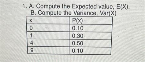 Solved A Compute The Expected Value E X B Compute Chegg