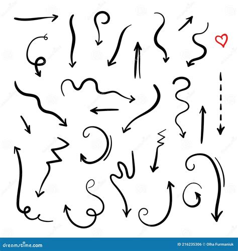 Set Of Hand Drawn Arrows Simple Vector Elements Collection Of Various Doodle Direction