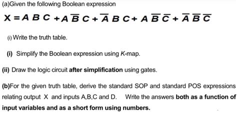 Solved A Given The Following Boolean Expression X A B C Chegg