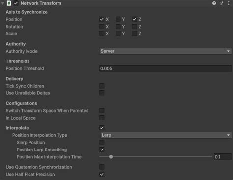 Client Network Transform Syncing Unchecked Axis Unity Engine Unity