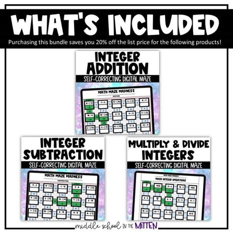 Mixed Integer Operations Digital Self Correcting Maze Practice Activity