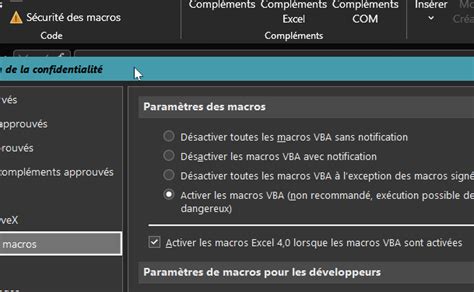 Activation Macro Excel