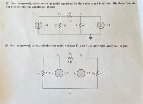 solved q2 for the network below write the nodal equations