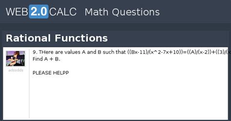 View Question Rational Functions