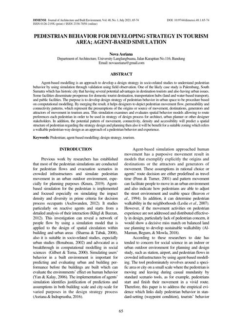 Pdf Pedestrian Behavior For Developing Strategy In Tourism Area Agent Based Simulation