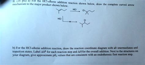 SOLVED For The HCl Alkene Addition Mechanism To The Major Product