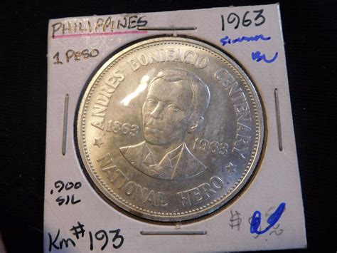 Philippines 1963 Silver Rizal Peso Bu 1866862014