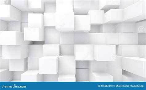 Random Shifted White Cube Boxes Block Background Wall By Generative Ai Stock Illustration