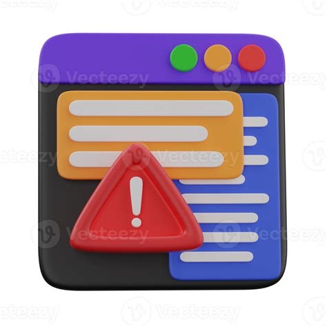3d Render Alert Window Showing A Warning Illustration 58363599 Png