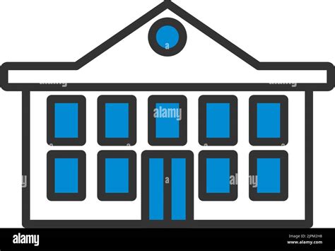 School Building Icon Bold Outline Design With Editable Stroke Width Vector Illustration Stock