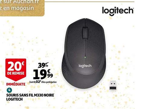 Promo Souris Sans Fil M330 Noire Logitech Chez Auchan ICatalogue Fr