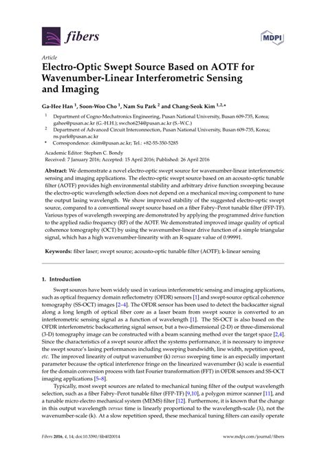 Pdf Electro Optic Swept Source Based On Aotf For Wavenumber Linear