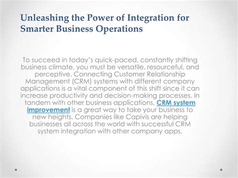 Ppt Unleashing The Power Of Integration For Smarter Business