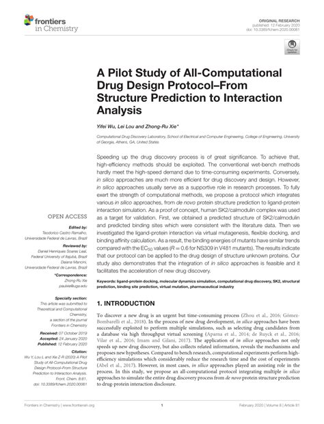 PDF A Pilot Study Of All Computational Drug Design ProtocolFrom Structure Prediction To