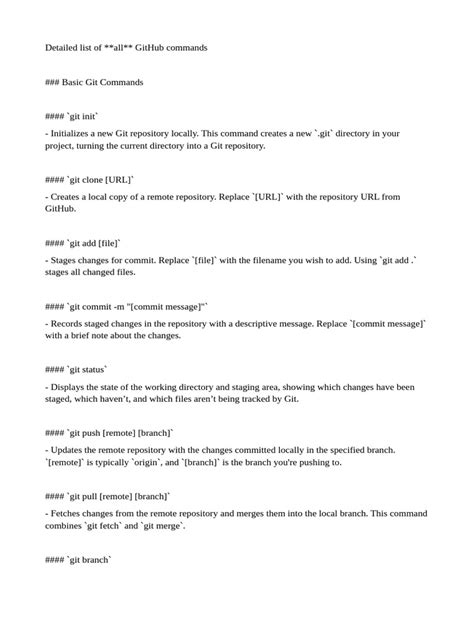 Git Commands Pdf Command Line Interface Operating System Technology