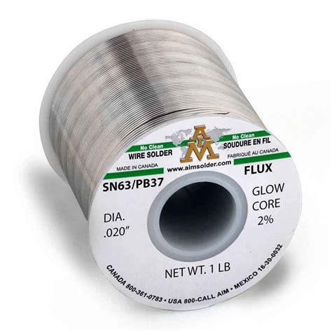 Aim Sn63pb37 Glow Core 2 No Clean Core Wire Solder 020 Diameter 2