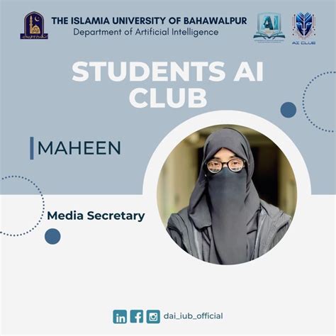 Department Of Artificial Intelligence Iub On Linkedin Media Secretary Maheen Proud To