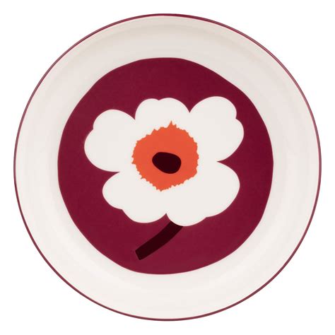 Marimekko Oiva Unikko Deep Plate 20 5 Cm White Burgundy Red