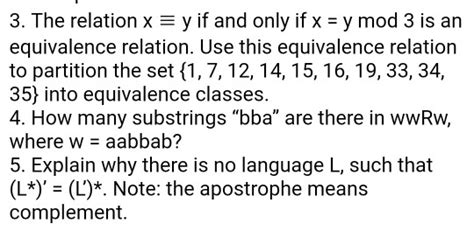 Solved The Relation X Y If And Only If X Y Mod Is An Chegg Com