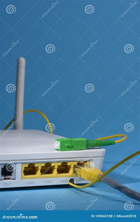 Wireless Router With Network Patch Cord And Optical Cable Stock Photo Image Of Optical