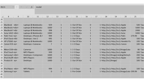 opencart export products csv