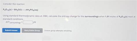 Solved Consider The Reaction Fe2o3 S 3h2 G →2fe S 3h2o G