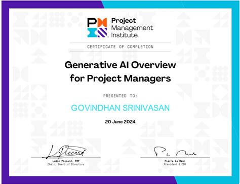 govindhan srinivasan on linkedin generative ai overview for project managers is one of the key