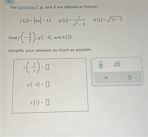 Solved The Functions F G ﻿and H ﻿are Defined As
