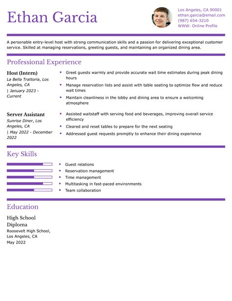 25 Best Host And Hostess Resume Examples And Templates For 2026
