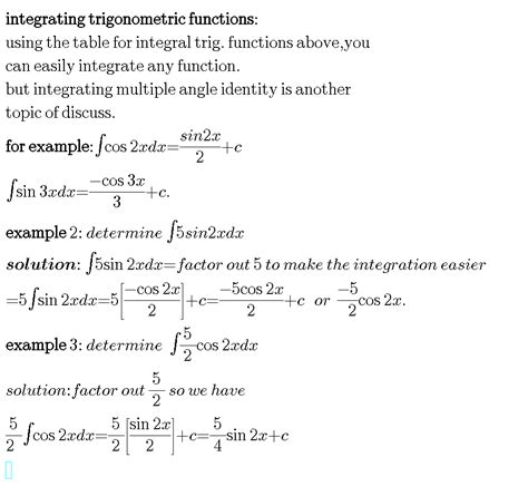 Calculus Integrating Trigonometric Functions