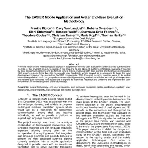 The Easier Mobile Application And Avatar End User Evaluation Methodology Acl Anthology