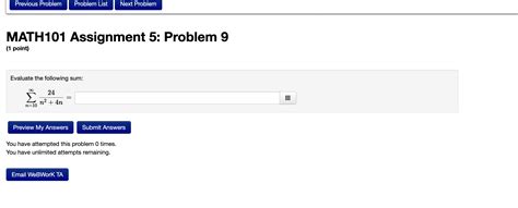 solved math101 assignment 5 problem 9 1 point evaluate