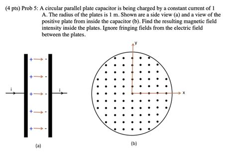 4 Pts Prob 5 A Circular Parallel Plate Capacitor Is Being Charged By A Constant Current Of 1