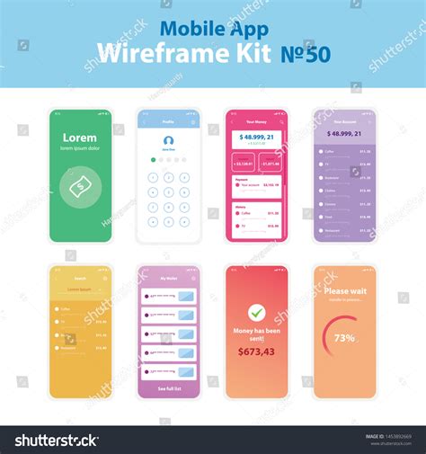 Mobile Wireframe App Ui Kit Stock Vector Royalty Free Shutterstock