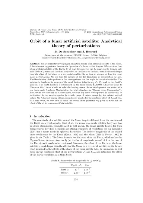 Pdf Orbit Of A Lunar Artificial Satellite Analytical Theory Of Perturbations
