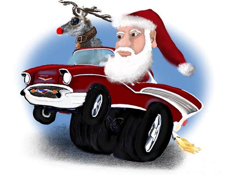 Santa And His 1957 Chevy Bel Air Digital Art By Doug Gist Fine Art