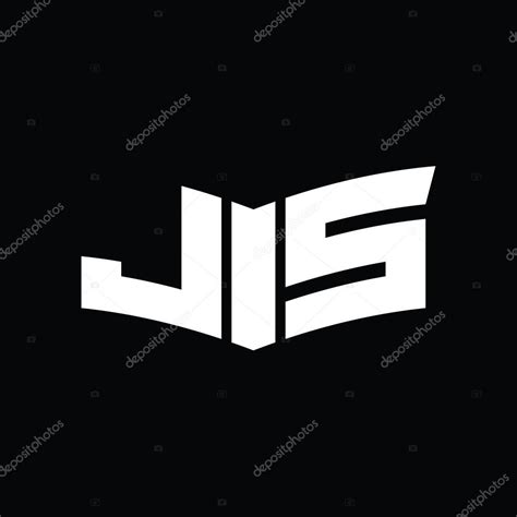 Js Logo Monograma Con Escudo De Forma De Rebanada De Fondo Negro