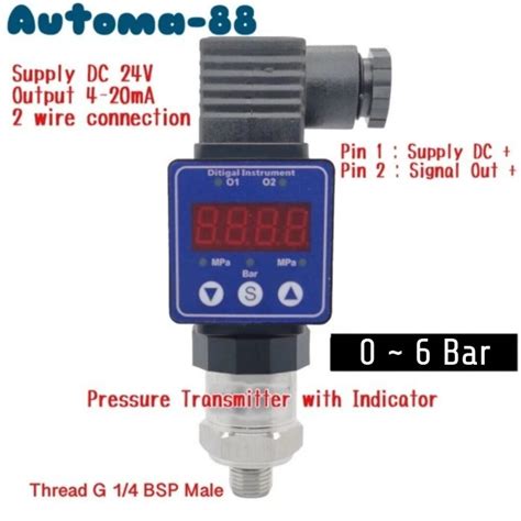 Jual Pressure Transmitter 0 6bar 6 Bar Dc 24v 4 20ma 0 6 Mpa Led Indicator Kab Bekasi