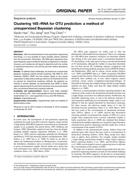pdf clustering 16s rrna for otu prediction a method of unsupervised