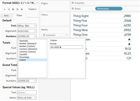 tableau formatting tip how to display varying decimal places
