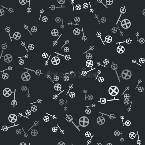 Grey Stop Sign With Camera Icon Isolated Seamless Pattern On Black Background Traffic