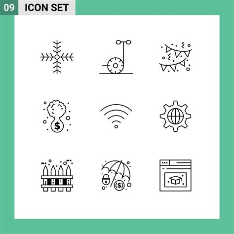 9 User Interface Outline Pack Of Modern Signs And Symbols Of Security Signal Decoration